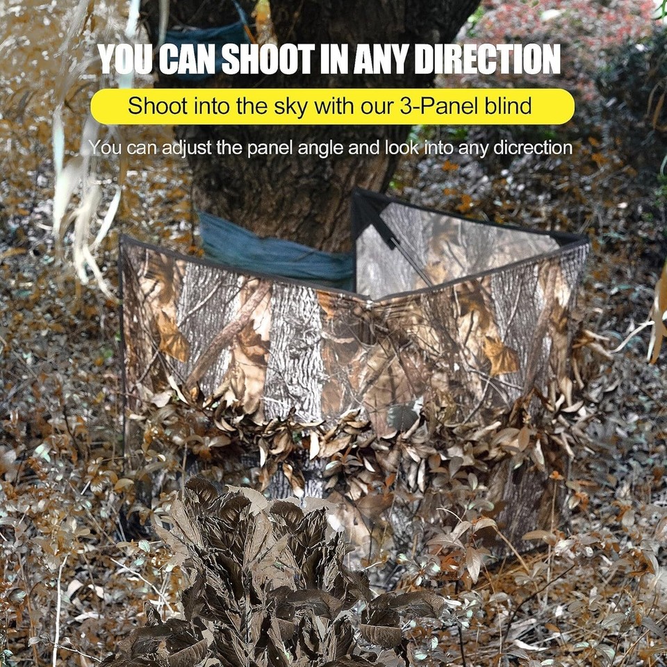 Hunting Blind See Through Ground Blind Portable Three-Panel Hunting ...