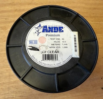 Ande Premium Mono Fishing Line Clear 1Lb Spool 30Lb Test 1600Yds 30# | eBay
