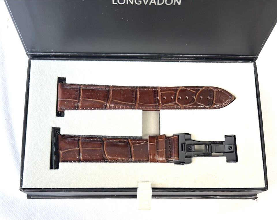 Longvadon Men's M/L Apple Watch Band Brown NIB | eBay