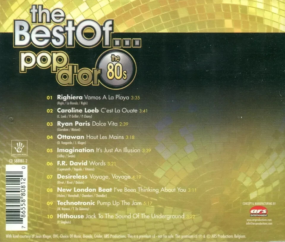 Best of, années 80,Ottowan, Desireless, Ryan Paris, F.R David. . .Sous ...