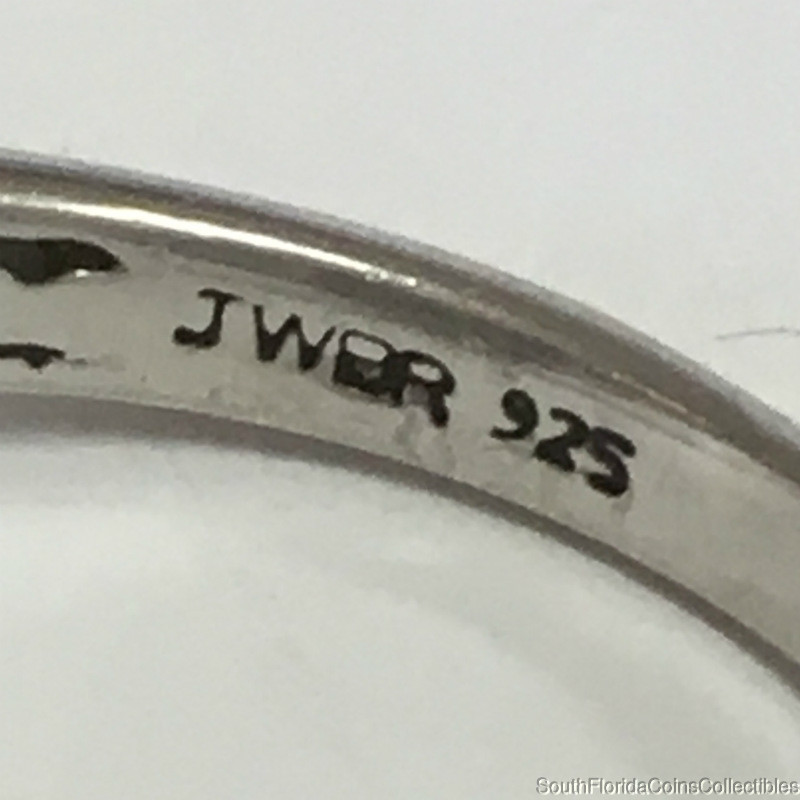 Estate JWBR Oval Diamond Ring Sterling Silver Gold Wash Band Size 6 | eBay