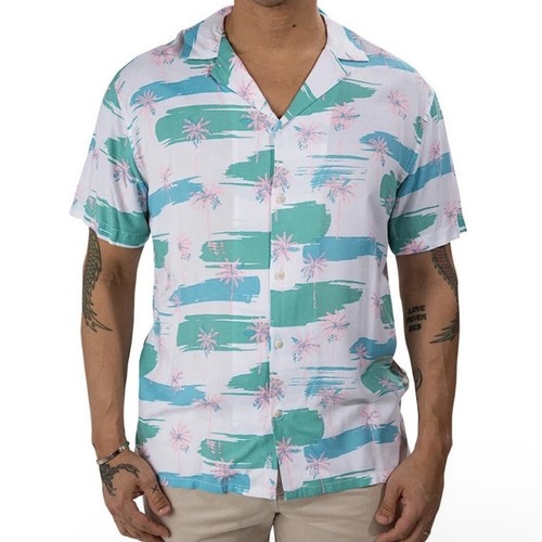 Chubbies Palm Along Print Rayon Sunday Open Collar Button Up Shirt Size ...