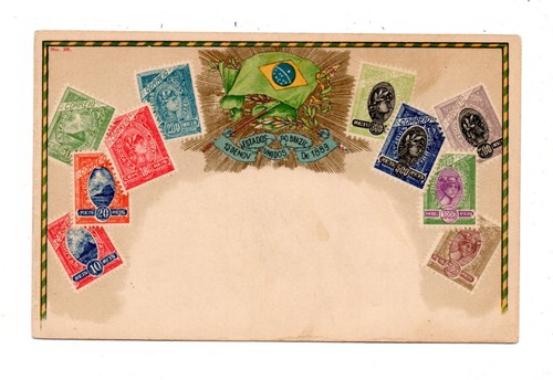BRAZIL ~ STAMP POSTCARD WITH COUNTRY'S COAT OF ARMS, OTTMAR ZIEHER PUB ...