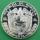 1974 Proof Republic of Panama Balboa Silver Coin, Bust of Vasco Nunez ...
