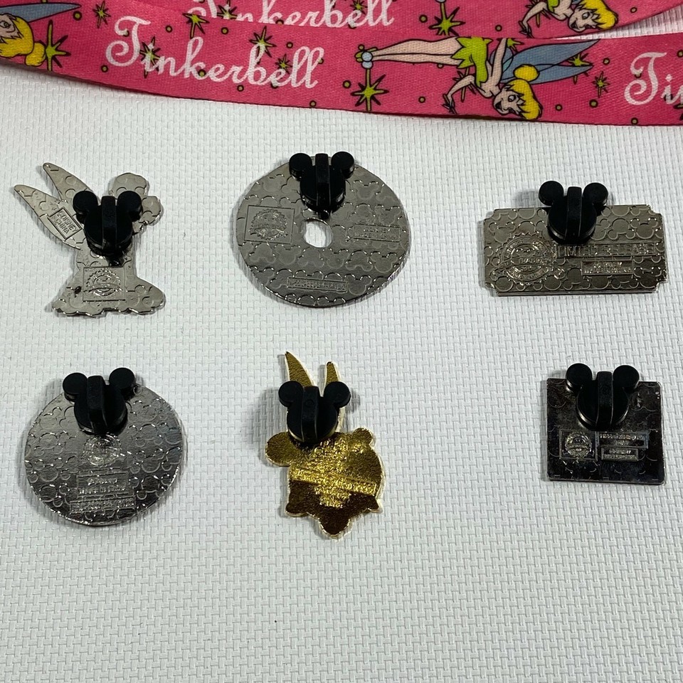LOT OF 6 RARE AUTHENTIC DISNEY TINKER BELL PINS PLUS LANYARD LIMITED ...