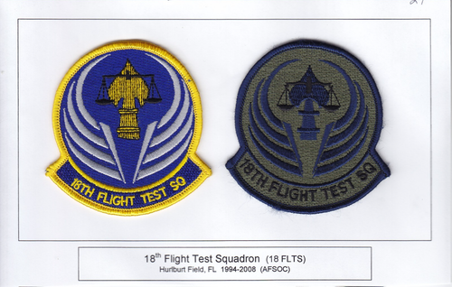 USAF PATCHES: 18th FLIGHT TEST SQUADRON (18 FLTS) -VH | eBay