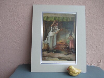 antique chromolithgraph book illustration of "Cinderella" circa 1900 | eBay