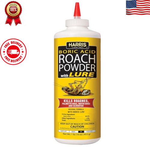 HARRIS Boric Acid Roach and Silverfish Killer Powder w/Lure for Insects ...