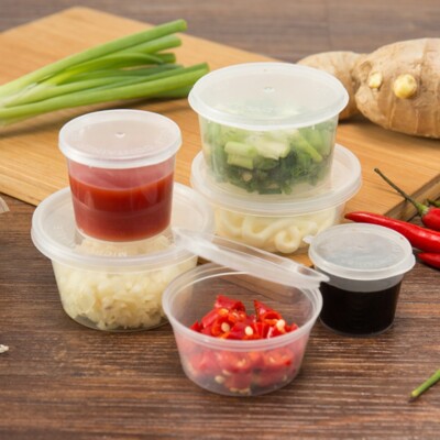 Disposable Small Plastic Sauce Containers Cups 50ml Storage Food ...