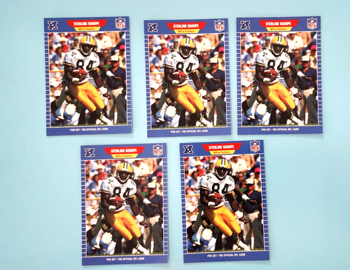 STERLING SHARPE RC 1989 PRO SET FINAL UPDATE 550 LOT OF 5 ROOKIE CARD ...