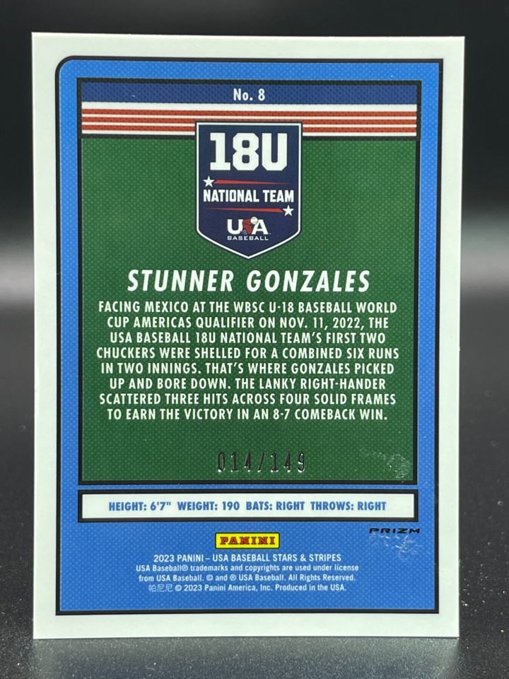 2023 USA Stars & Stripes STUNNER GONZALES Red Stars Prizm 014/149 Free ...