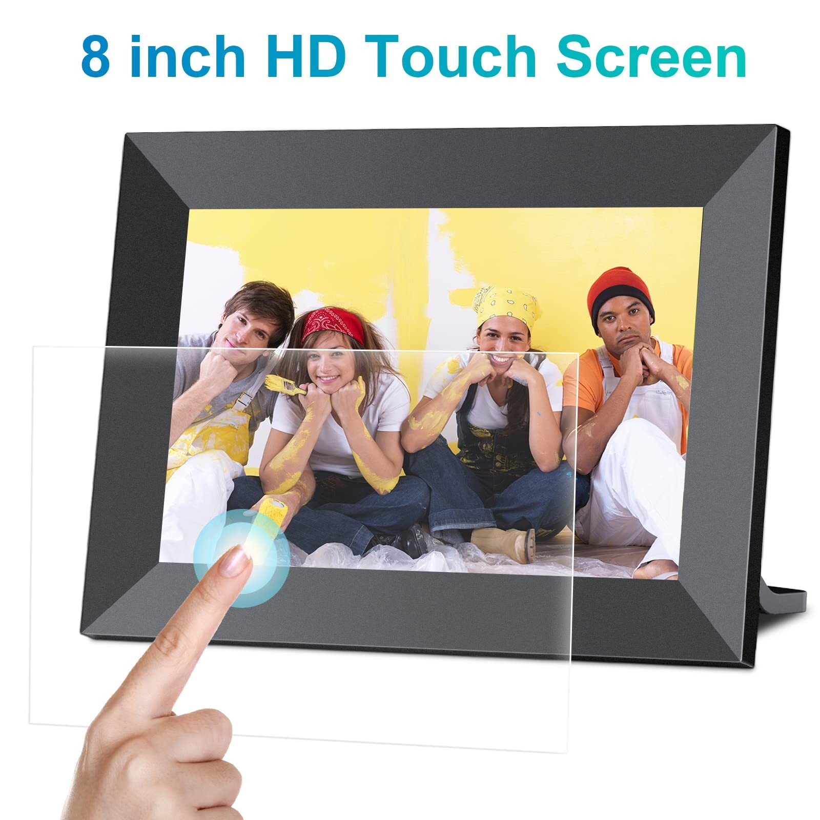 YunQiDeer 8 Inch Digital Photo Frame WiFi with1280*800 IPS LCD Touch ...