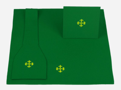 Green Burse Maniple Chalice Veil VMB-Z Vestment Bolsa Manípulo Velo del ...