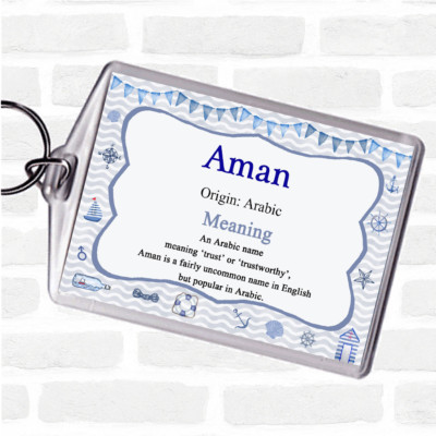 Aman Name Meaning Bag Tag Keychain Keyring Nautical | eBay UK