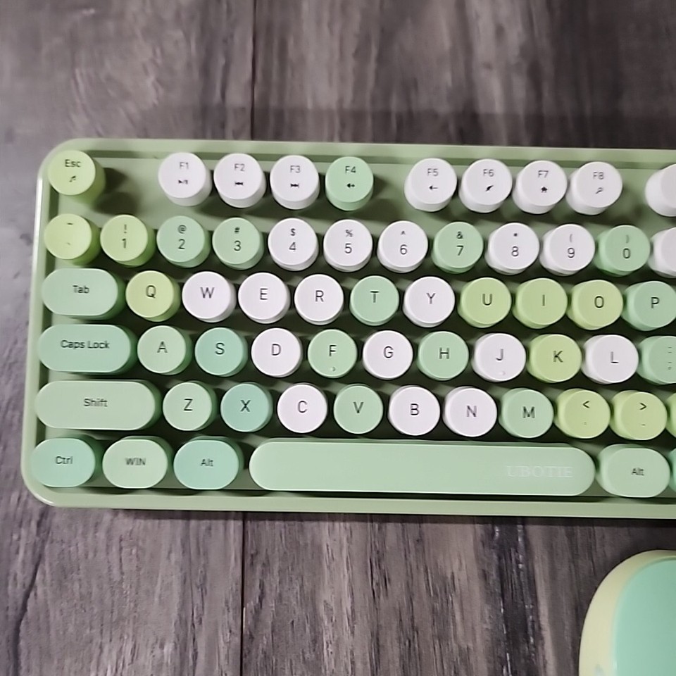 Ubotie Mixed Green Keyboard and Mouse Wireless (Circle Keys) Great ...