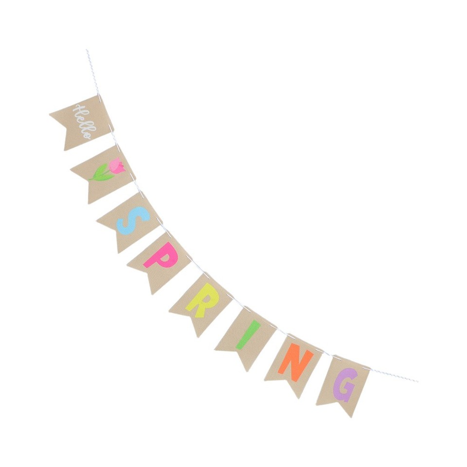 1 Set Hello Spring Banner - Welcome Spring Themed Party Burlap Pennant ...