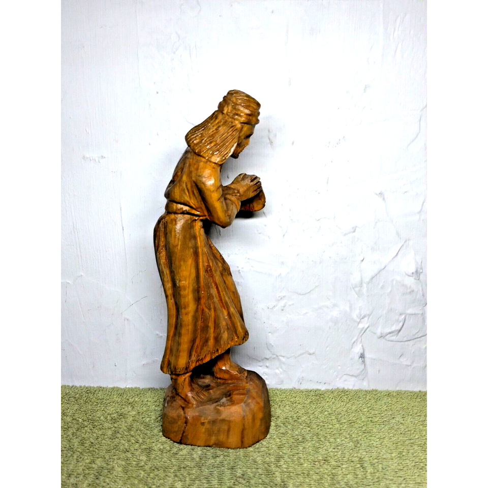 Jesus Walking Statue Hand Wood Carved Vintage Religious Bethlehem Clear ...