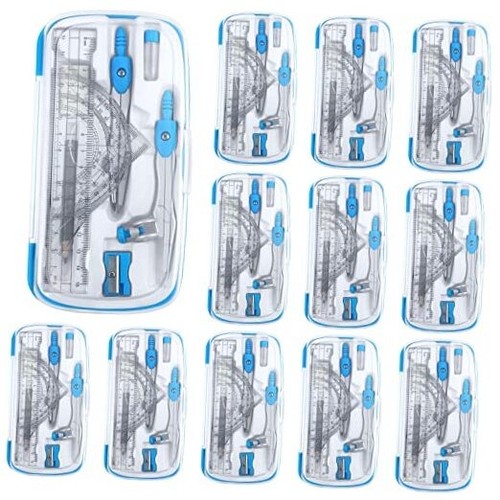 12 Sets Math Geometry Set for Student 10 Pcs Compass Geometry Tools ...
