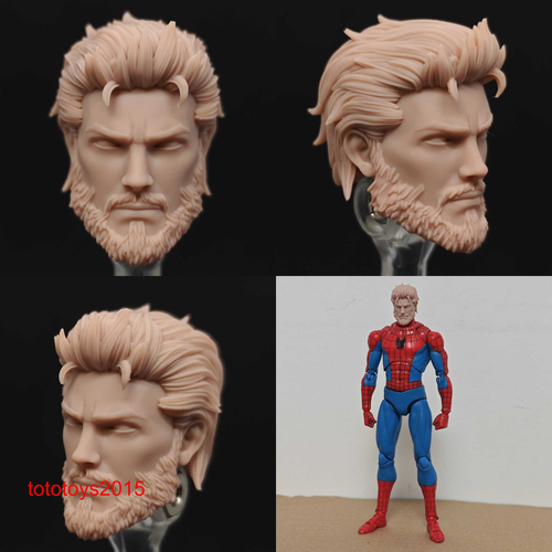 1:12 Head Sculpt Spider Man Peter Parker Beard For 6'' Action Figure ...