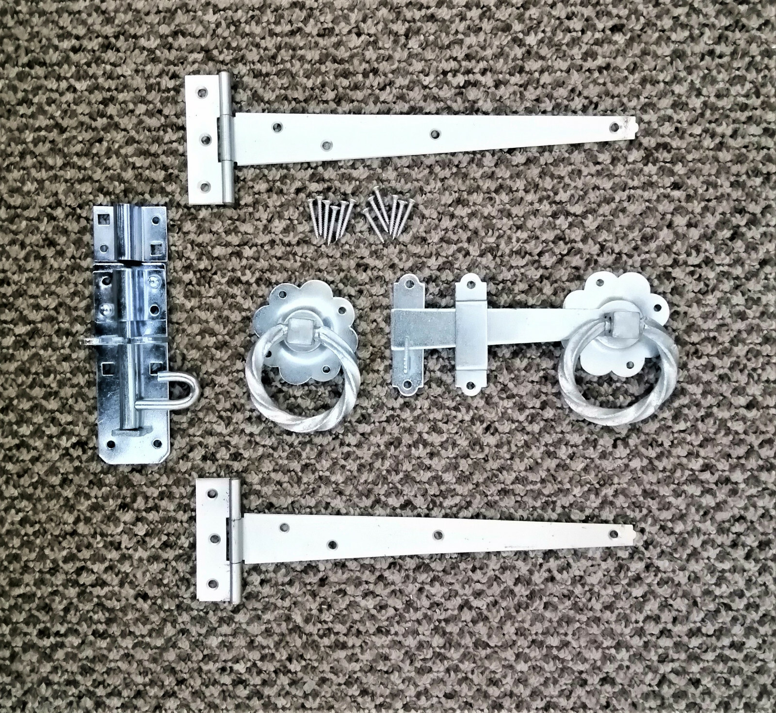 Tee Hinge (2) 10" 250mm Twist Ring Latch Set Wooden Garden Gate Fitting ...