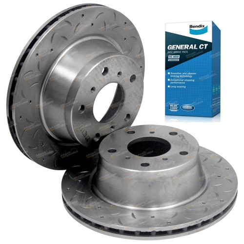 2 Front Slotted & Drilled Disc Rotors + Brembo Brake Pads for Lexcen VR ...