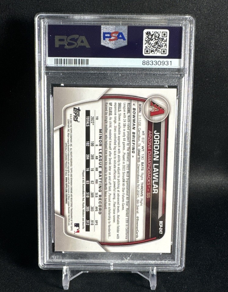 2023 Bowman Chrome Mega Box #BCP-247 Jordan Lawler Mojo Chrome PSA 10 ...