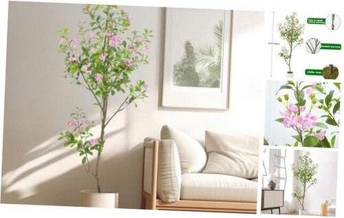 5.9FT Tall Artificial Tree Silk Myrtle Flower Plant with White Myrtle ...