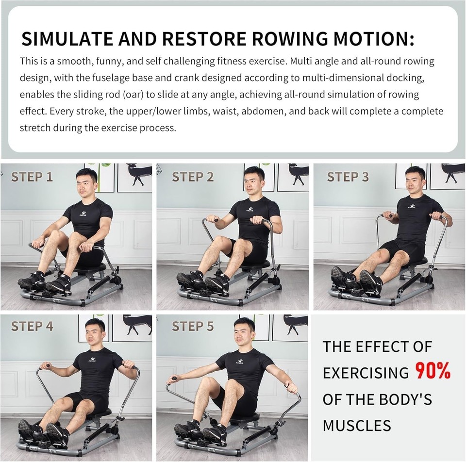 Rowing Machine Foldable for Home Use Hydraulic Rowing Machine with LCD ...