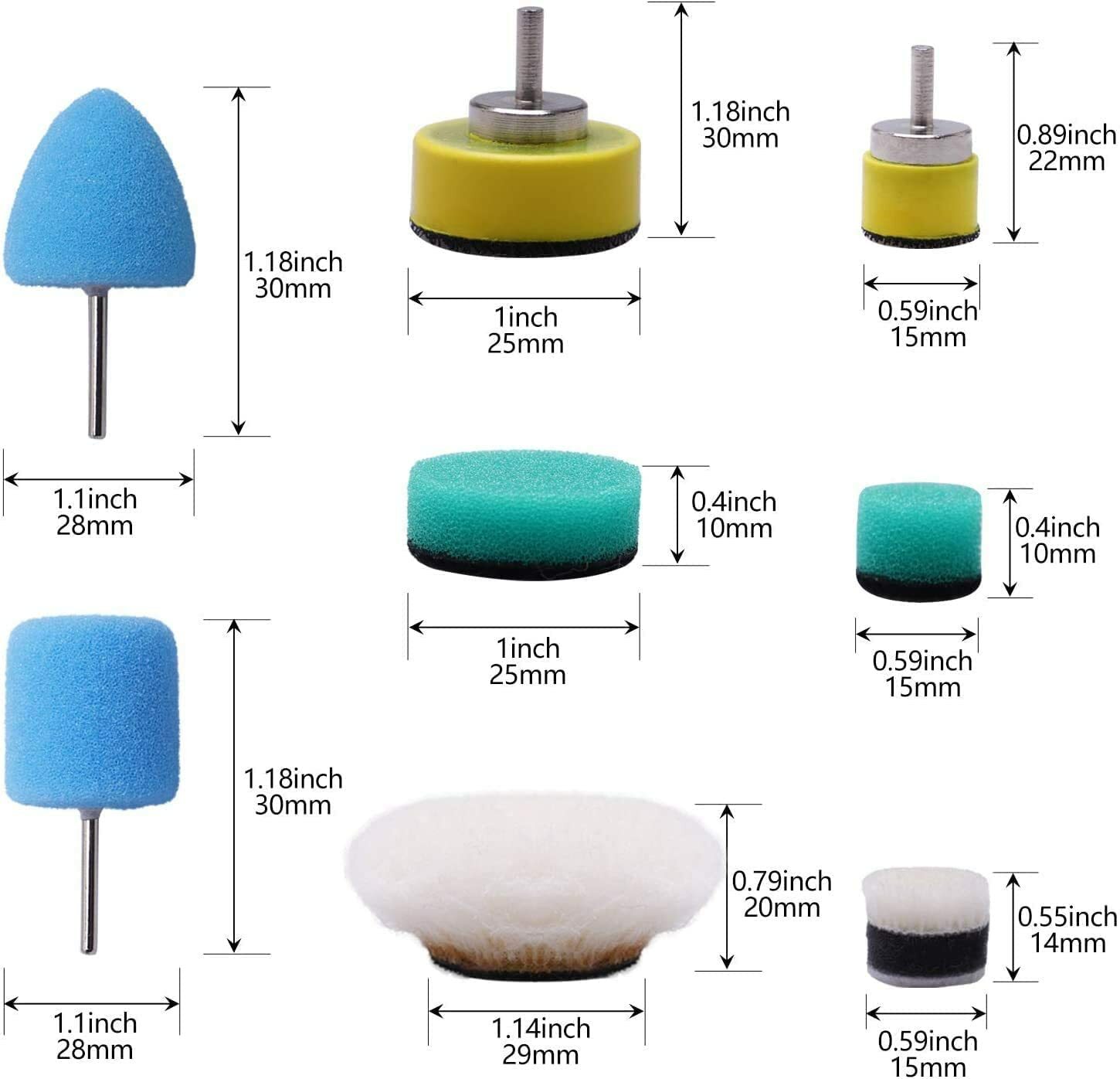 22PCS Mini Sponge Polishing Pads Car Polisher Buffing Waxing Kit For ...