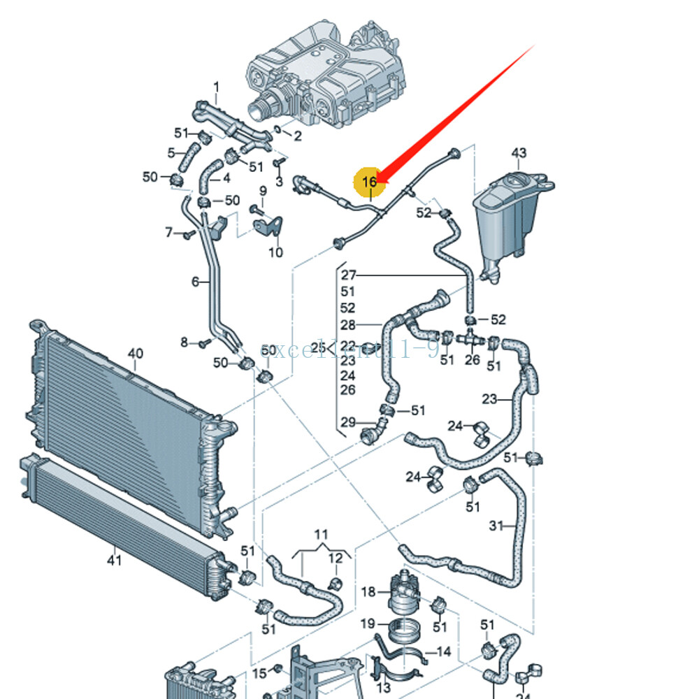 Engine Coolant Overflow Tank Hose For Audi Q5 2013-2017 3.0L V6 #8R0 ...