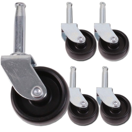 4x SMALL SOCKET CASTOR WHEELS 40mm Black Furniture Cabinet Dresser Easy ...