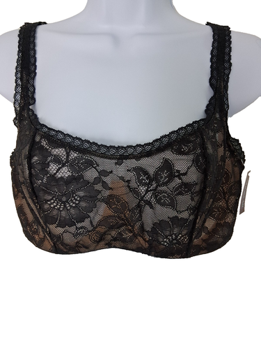 Adore Me Sheer Floral Lace Mesh Bra Size 38D Underwire Dark Coquette ...