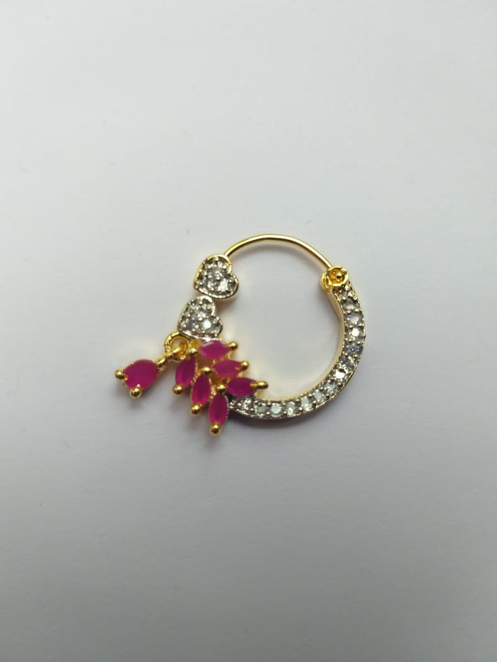 Nose Ring Indian Pierced Nath Fashion Jewelry Gold Plated Crystal ...