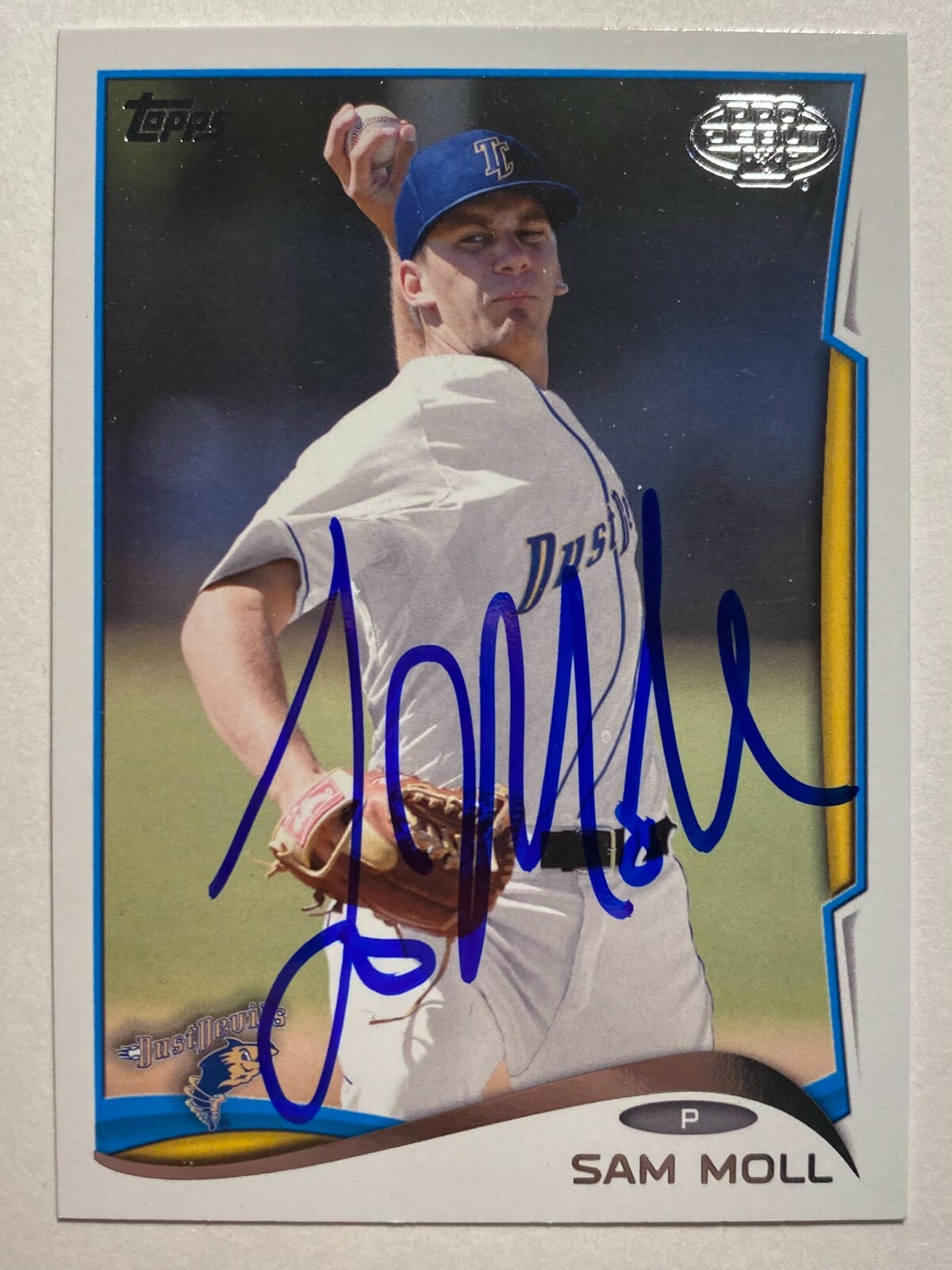 Sam Moll Signed Topps #198 2014 Card Tri -City Dusty Devils Auto MLB ...