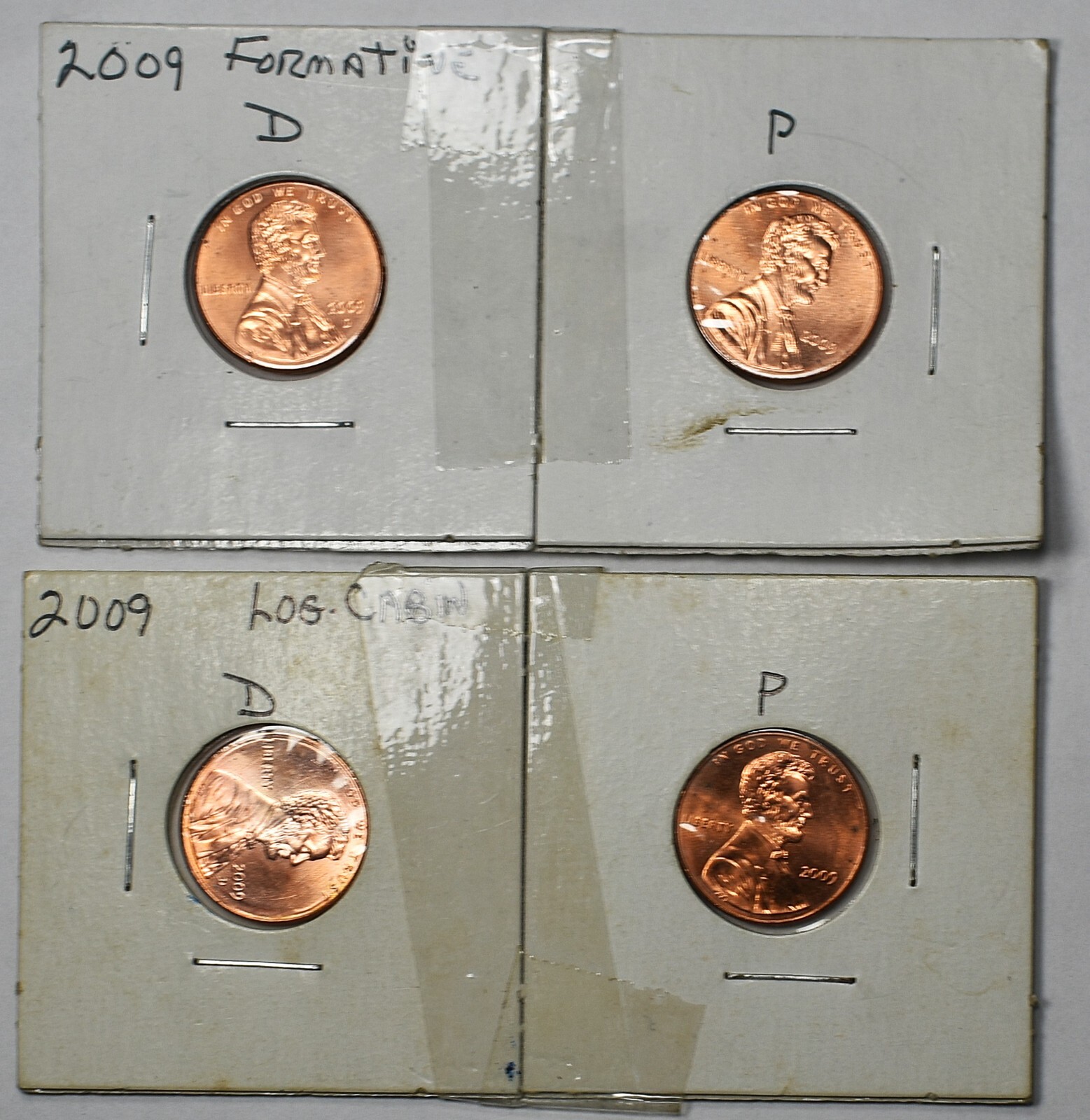 2009 P&Ds UNCIRCULATED LINCOLN PENNY 4 Coins FORMATIVE YEARS & LOG ...