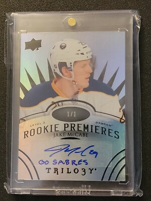 Jake McCabe Trilogy Black True 1/1 Rookie Premiers Auto Go Sabres ...