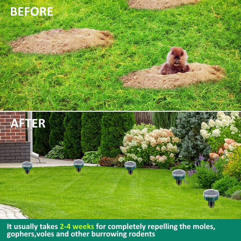 4PCS Solar Ultrasonic Mouse Gopher Mole Pest Rodent Repellent Repeller ...