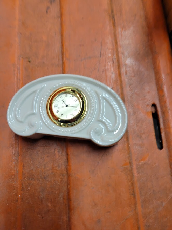 Lenox Small Mantle Table Top Clock Cream Gold Porcelain | eBay