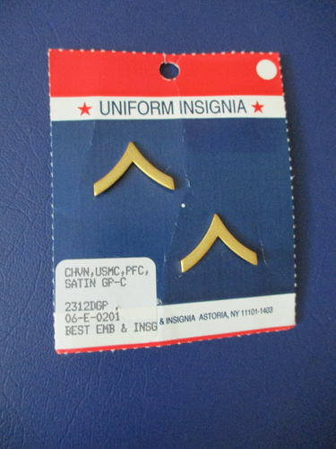 USMC Chevron Satin Gold PFC Private 1st Class Pin Set * | eBay