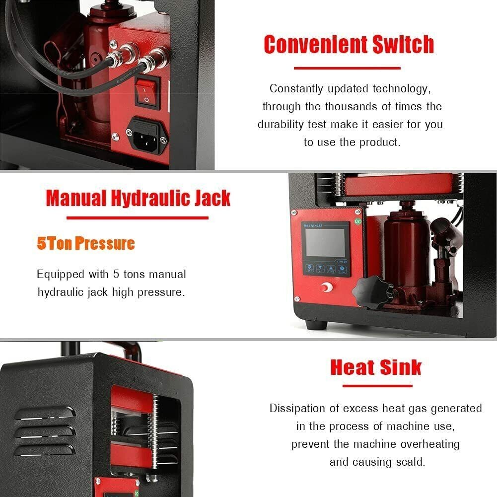 5 Ton Press Machine 2.4"x4.7" Dual Heat Plates 110V Manual LCD ...