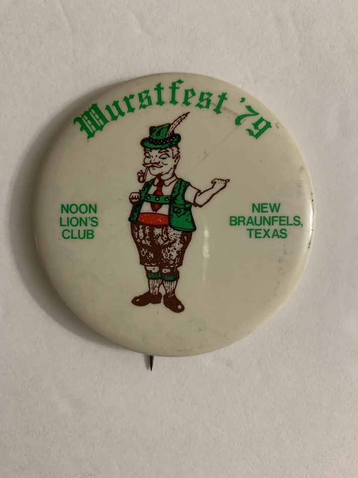 Wurstfest New Braunfels Texas 1979 Advertising Pin Vintage Approx 2 ...