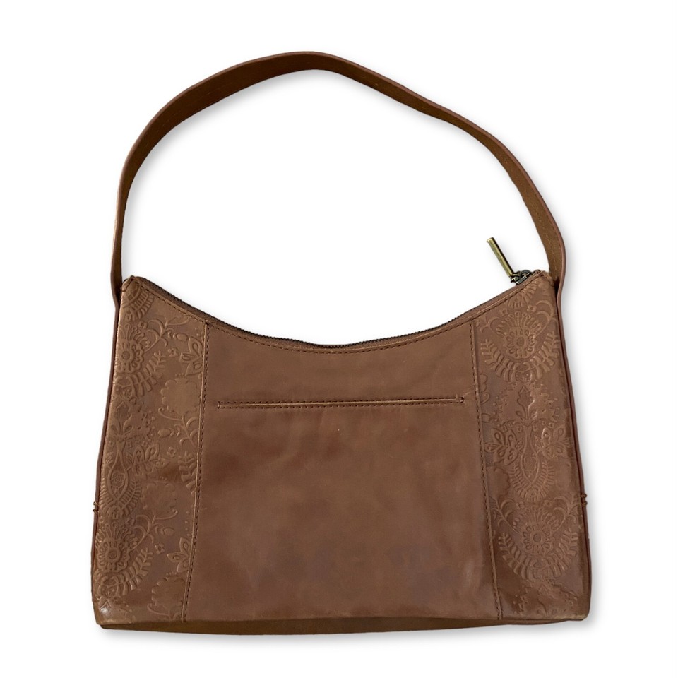The Sak Cognac Color Floral Embossed Leather Shoulder Handbag Purse | eBay
