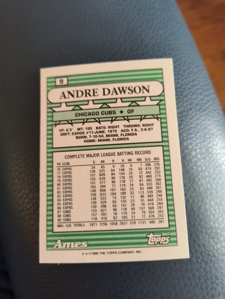 ANDRE DAWSON 1990 TOPPS AMES ALL STARS #9 OF 33 FREE SHIPPING | eBay