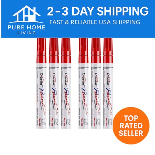 Versatile Red Paint Pens: 6 Pack of Permanent, Quick-Drying Markers for ...