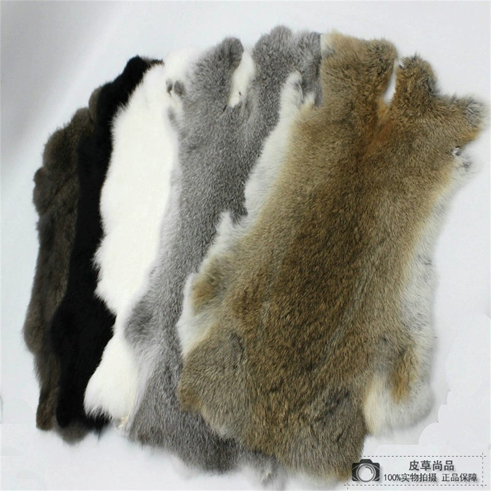 Genuine Rabbit Fur Skin Natural Fluffy Fur Pelts Leather Clothing ...