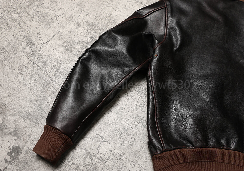 Tea Core Leather A2 Pilot Jacket Classic American Retro Men's Lapel Jacket | eBay