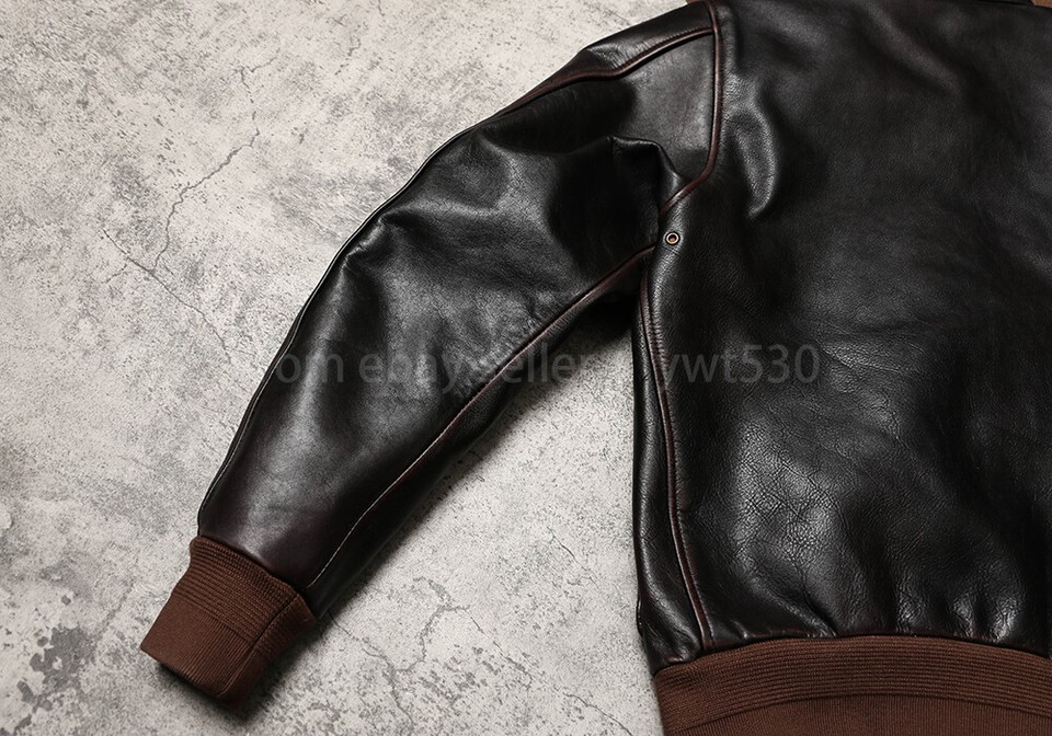 Tea Core Leather A2 Pilot Jacket Classic American Retro Men's Lapel ...