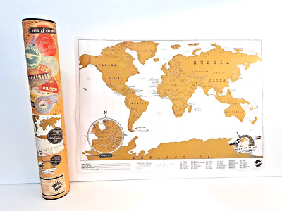 Luckies of London Scratch Map Travel Edition Gold on White 16.5" x 11.7 ...