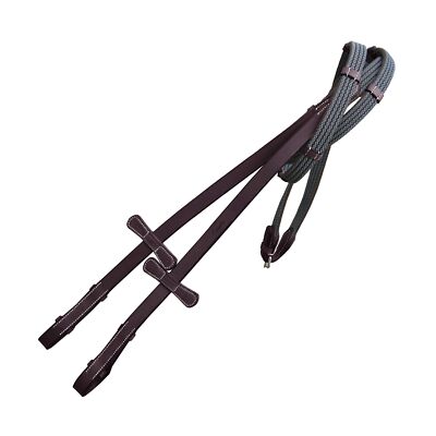 Exion Four Row Lined Rubber Web Reins with 7 Hand Stoppers and SS ...