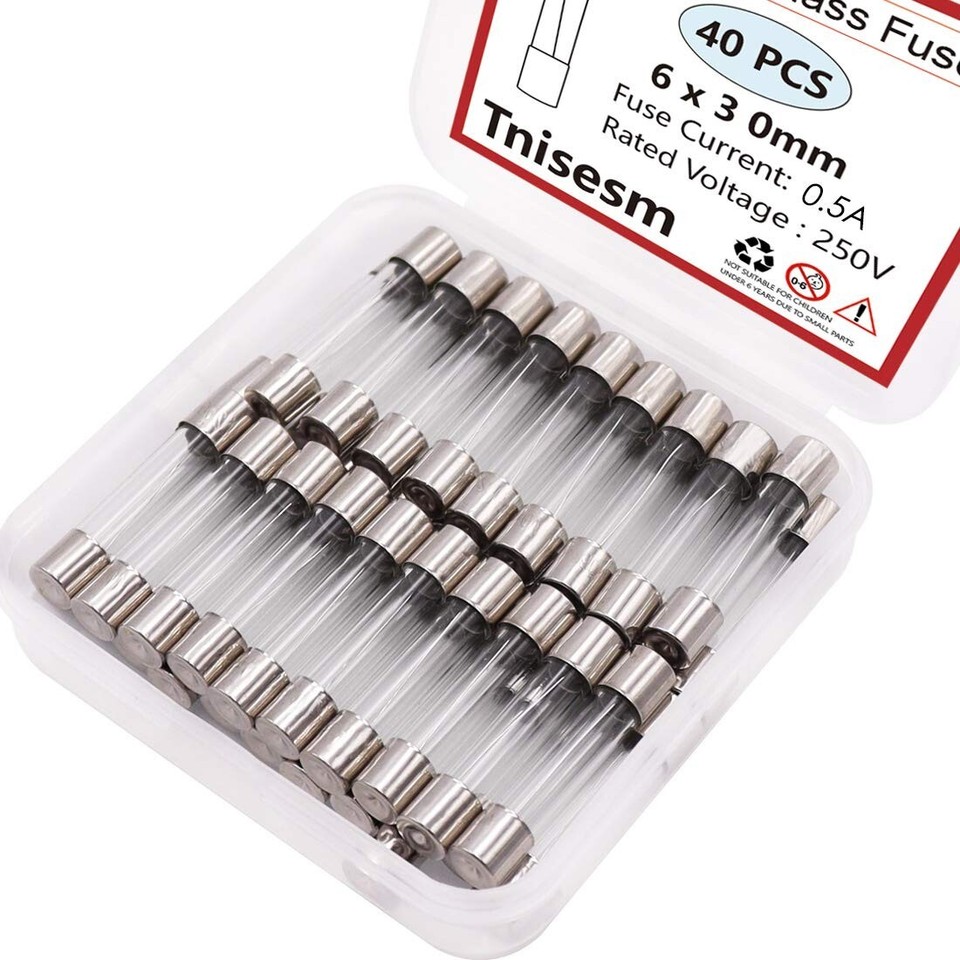 Fast-Blow Fuses 0.5A 250V - 40 Pack Clear Glass Fuses 6x30mm for Safe ...